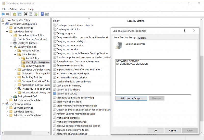 Verify that you have sufficient privileges to install system services ...